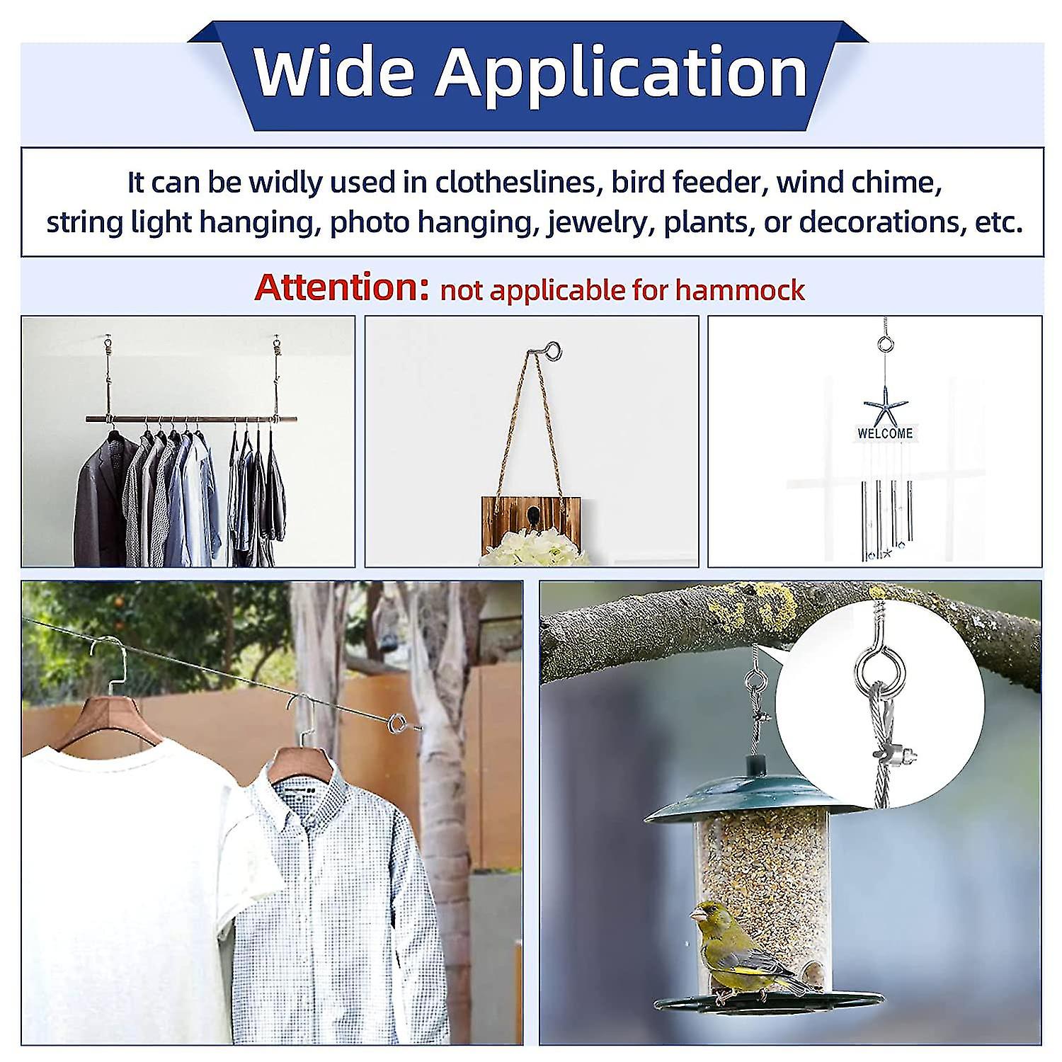 10pack 3.3inch M6 Screw Eye Hooks Stainless Steel Heavy Duty Screw For ...