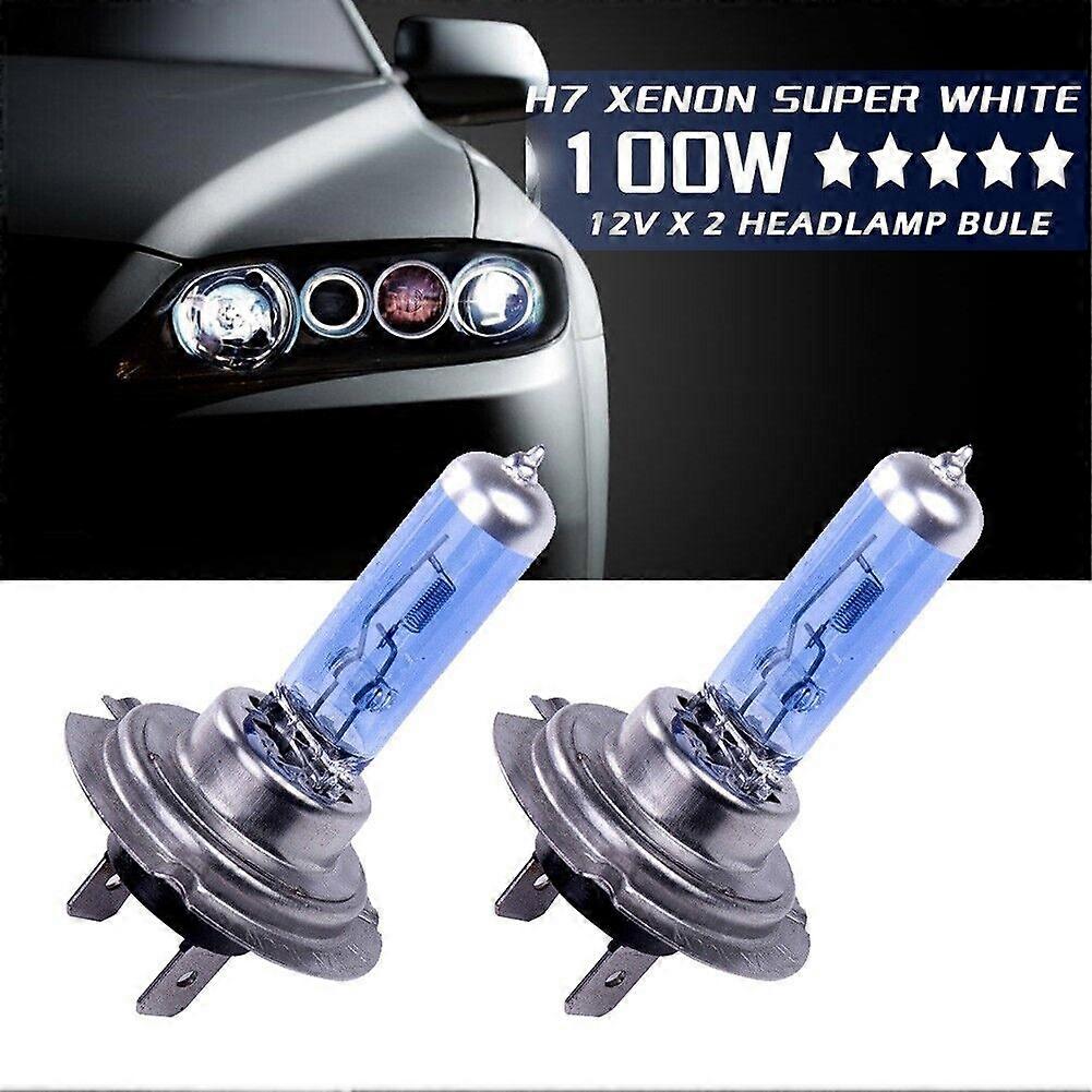 12V H7 100W Xenon White 6000k Halogen Car Head Lamp Globes Bulbs 1 pair ...