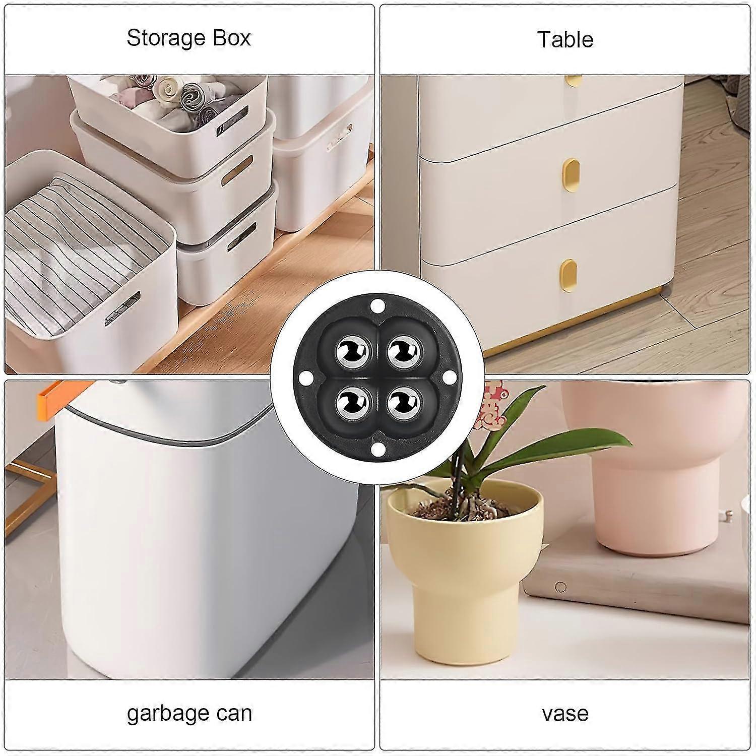 8 Pack Ball Rollers - 4 Rollers - Small Universal Self-Adhesive Wheels ...