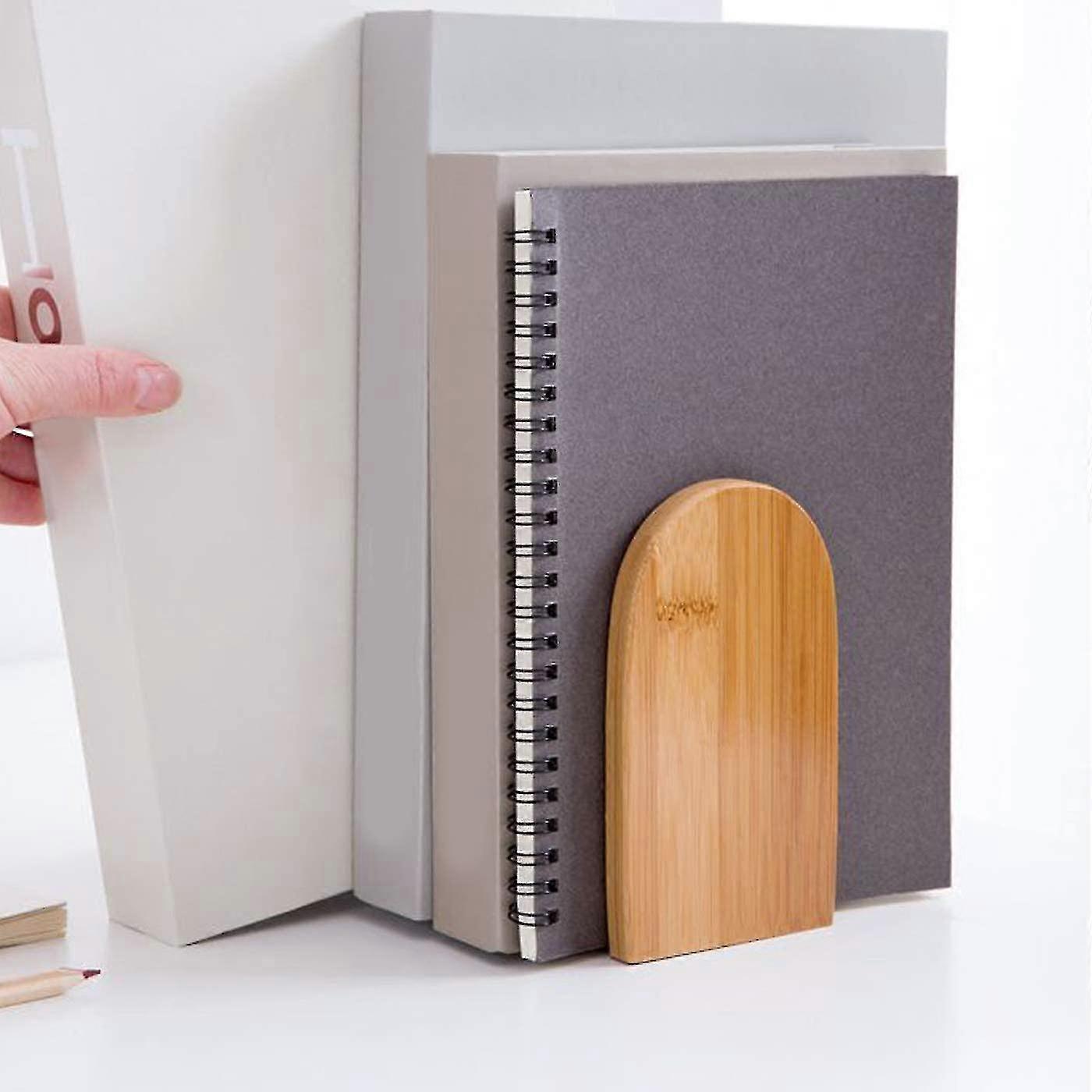 Natural Bamboo Bookend Large Capacity Office Book Ends Anti Slip Book ...