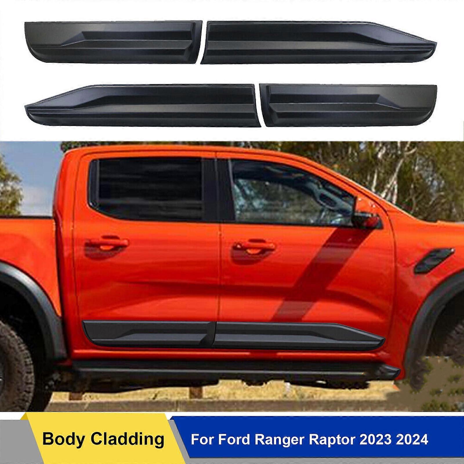 4PCS Matte Black Side Door Body Cladding Moulding For Ford Ranger ...
