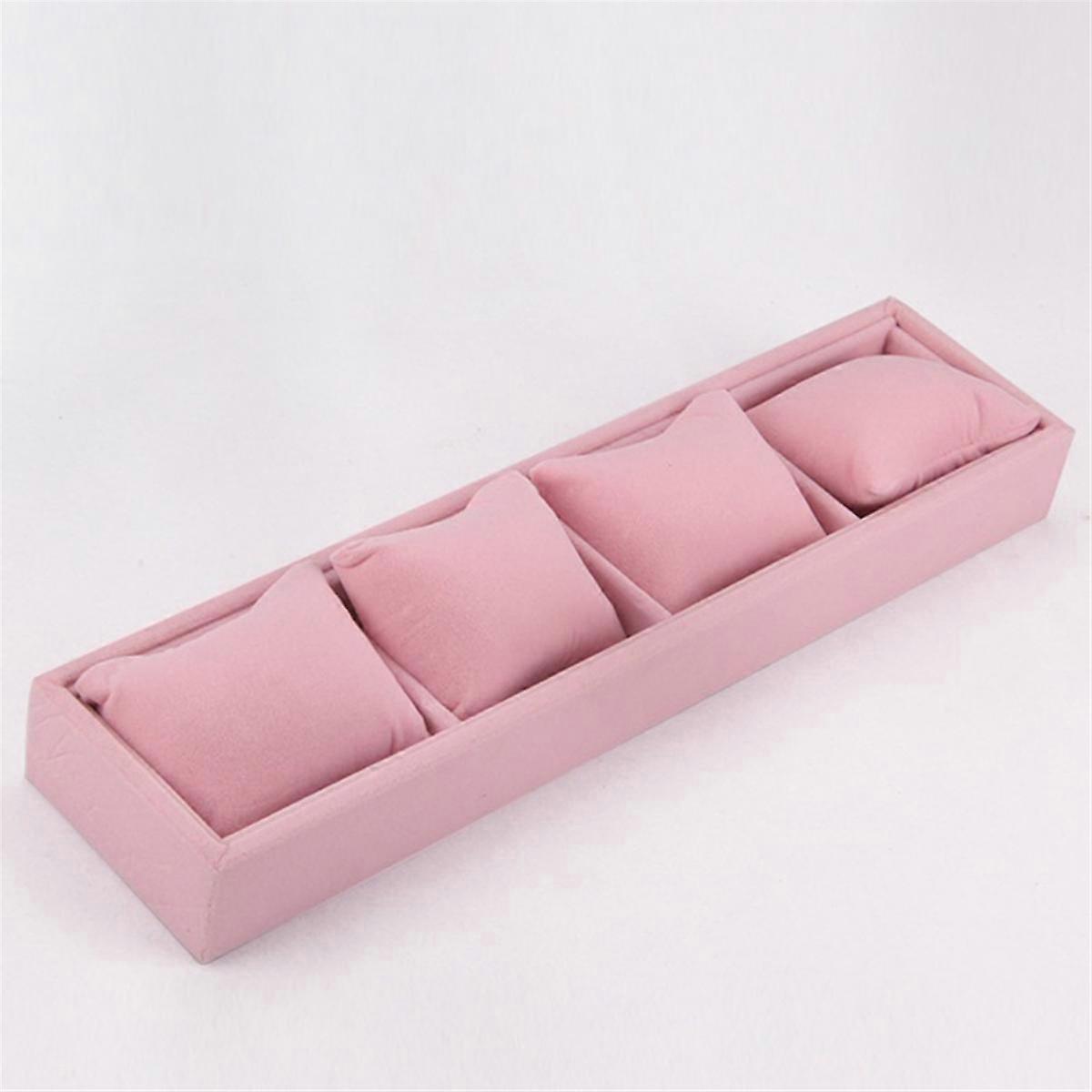 4 Grids Watch Jewelry Display Box with Pillow Tray Ice Velvet Bracelet ...