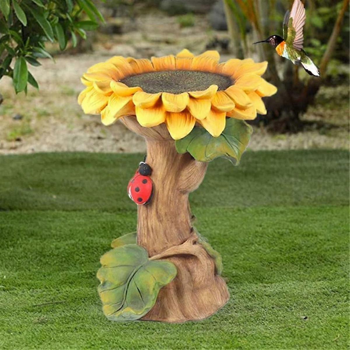 Polyresin Sunflower Bird Bath Pedestal,Handmade Sunflower Gifts for ...