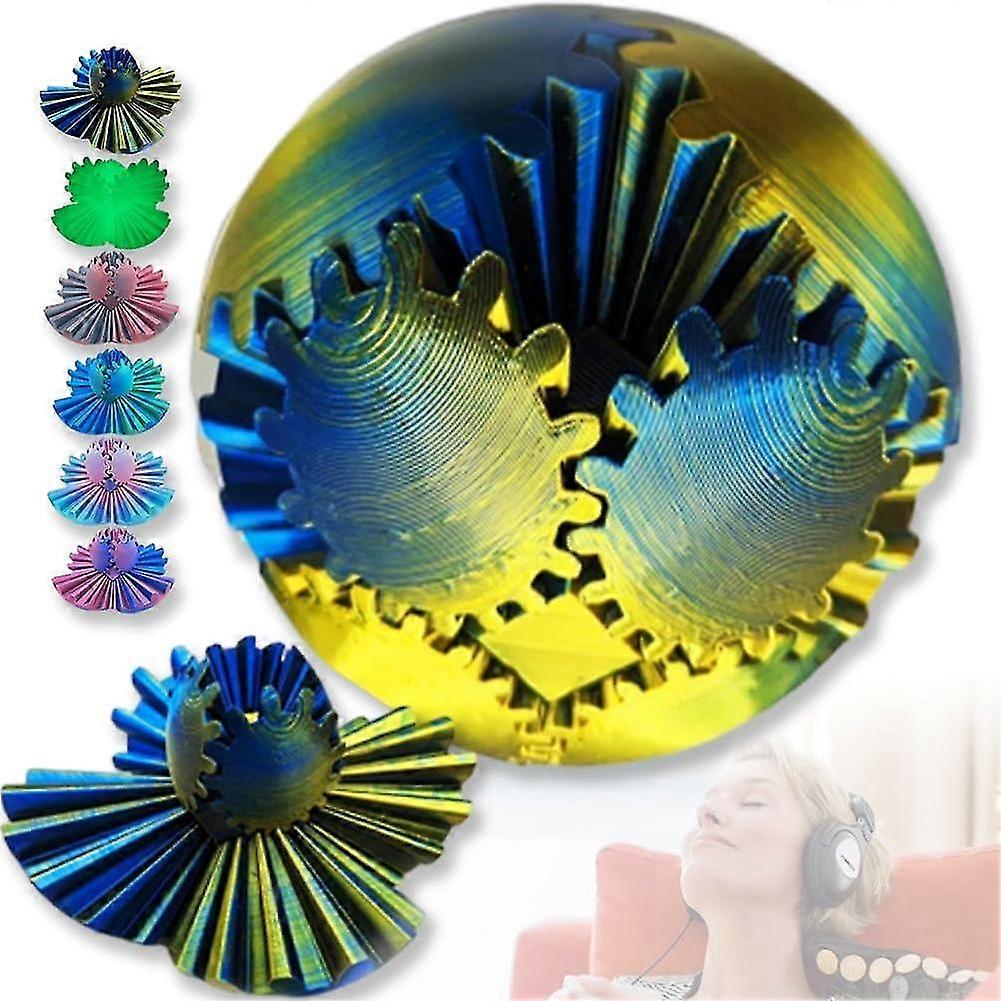 3D Printed Gear Ball Spin Ball or Cube Fidget Toy, Gear Sphere, Gear ...