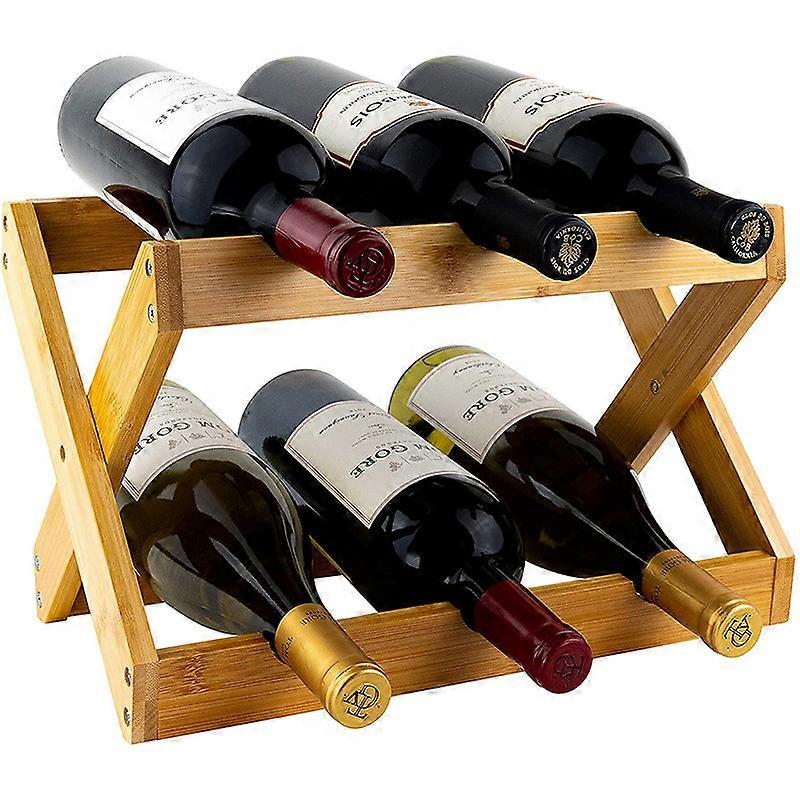 Bamboo Wine Rack, X Shape, 6 Bottles, Rustic, Small, Folding Wine Rack ...