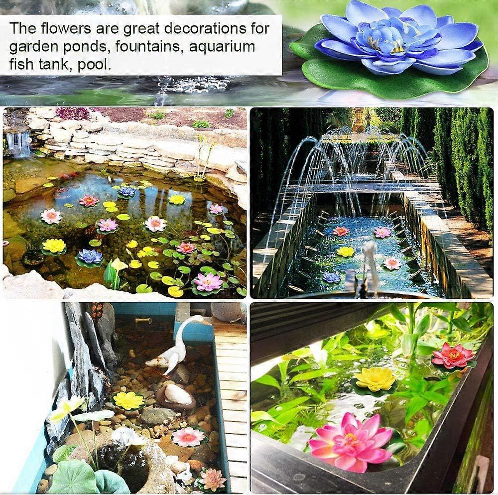 5pcs Pond Floating Flowers, Faux Foam Lotus Fake Floating Pond Plants ...