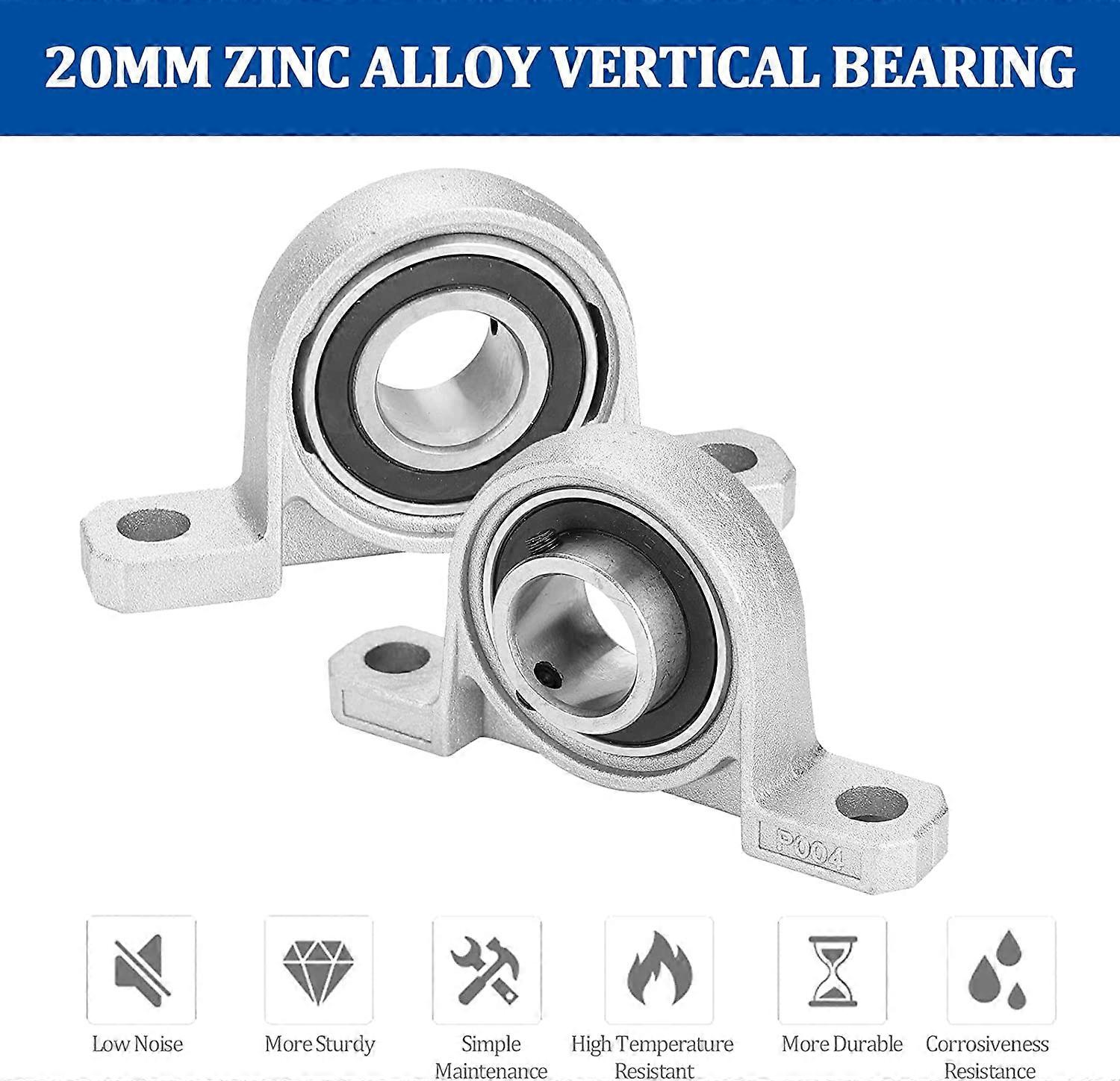 4 Pack Ball Bearings,20mm Pillow Block,Ball Bearings Flange Bore Self ...