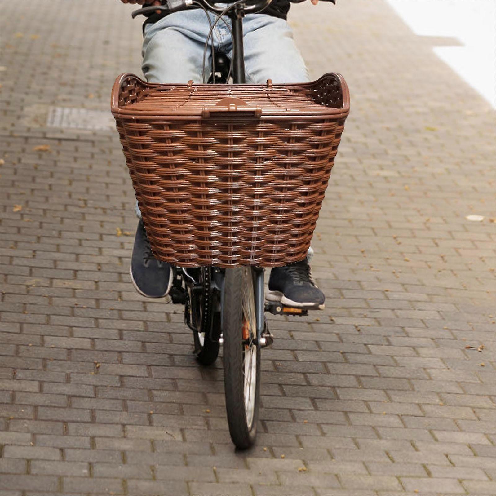 Bike Basket Electric Vehicle Basket with Lid Durable Vintage Style ...