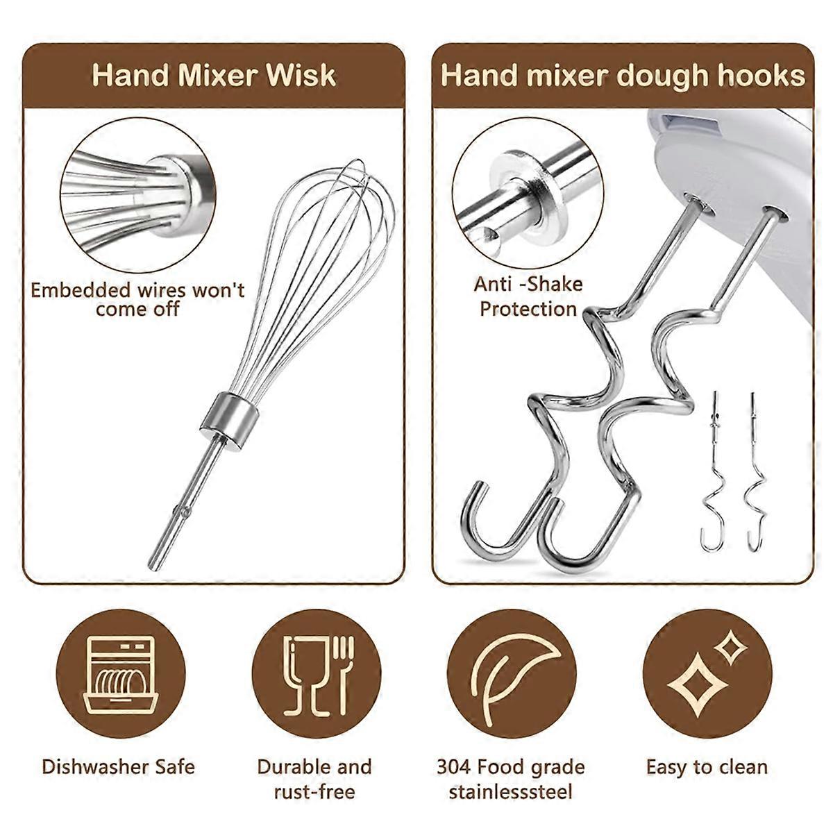 3Pcs for Kitchenaid Whisk Attachment, Replacement Beaters of Dough Hook ...