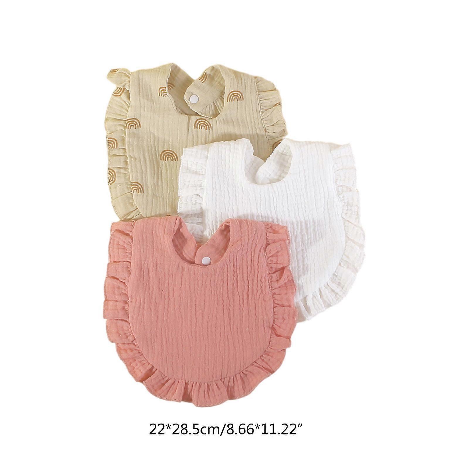 Baby Bibs Bulk 3pcs Cotton Burp Cloth Ruffle Bibs Infant Gender Neutral ...