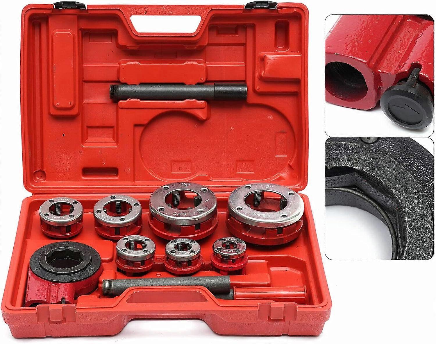 Ratchet Pipe Threader Kit 3/8' to 2' BSPT Manual Threading Tool Set ...