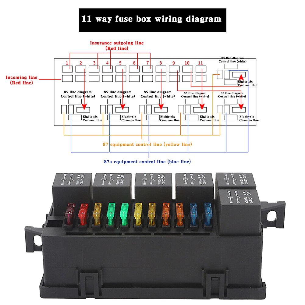 Car Relays Fuse Box 11-way Automobile Fuse Box Holder Waterproof Car ...