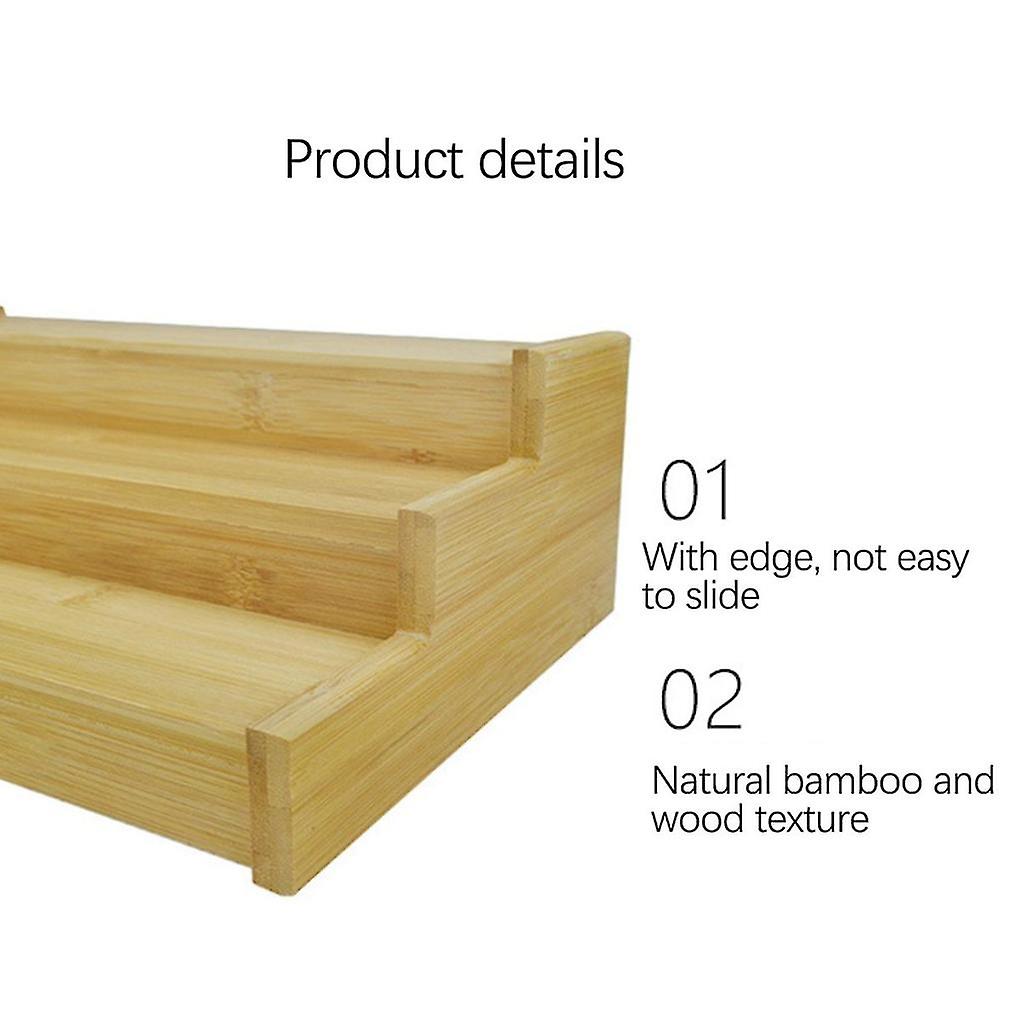 3-tier Non-expandable Bamboo Spice Rack Step Shelf Cabinet Organizer ...