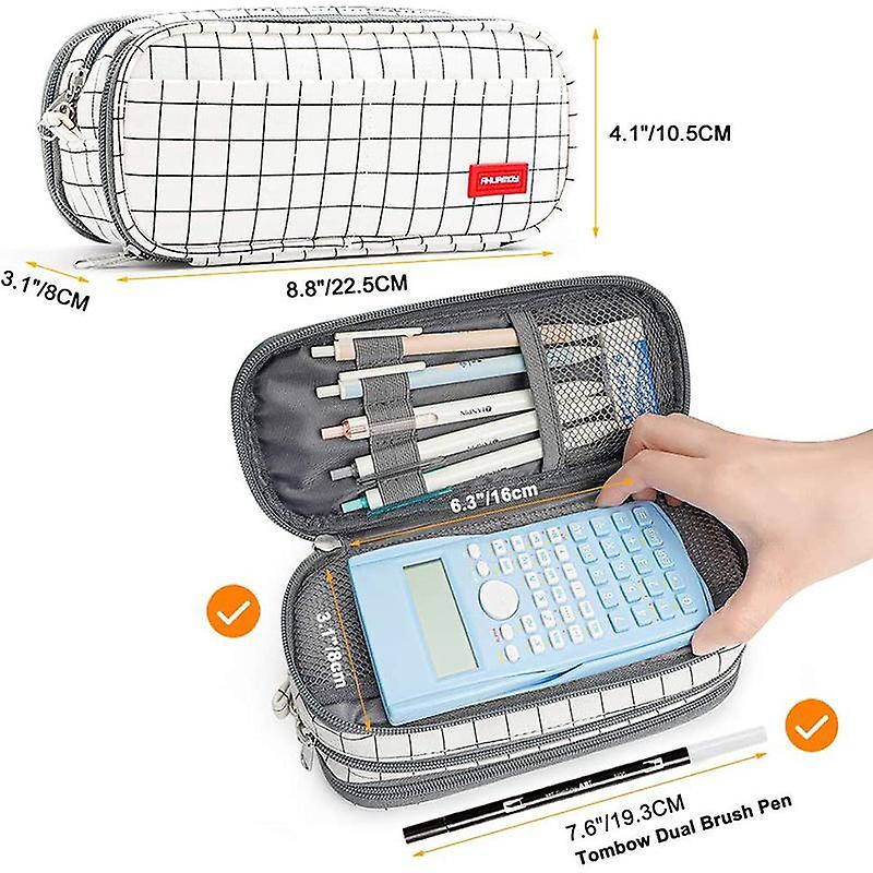 Large capacity three-layer pencil case student multi-functional canvas ...