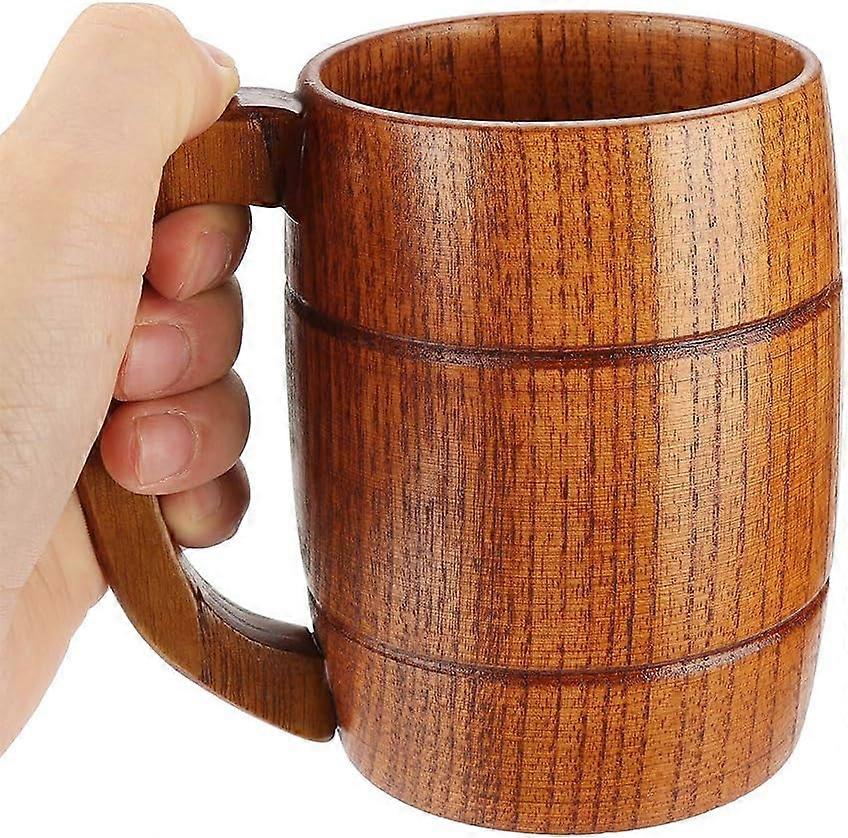 Handmade wooden barrel-shaped beer mugs, classical wooden wine mugs ...