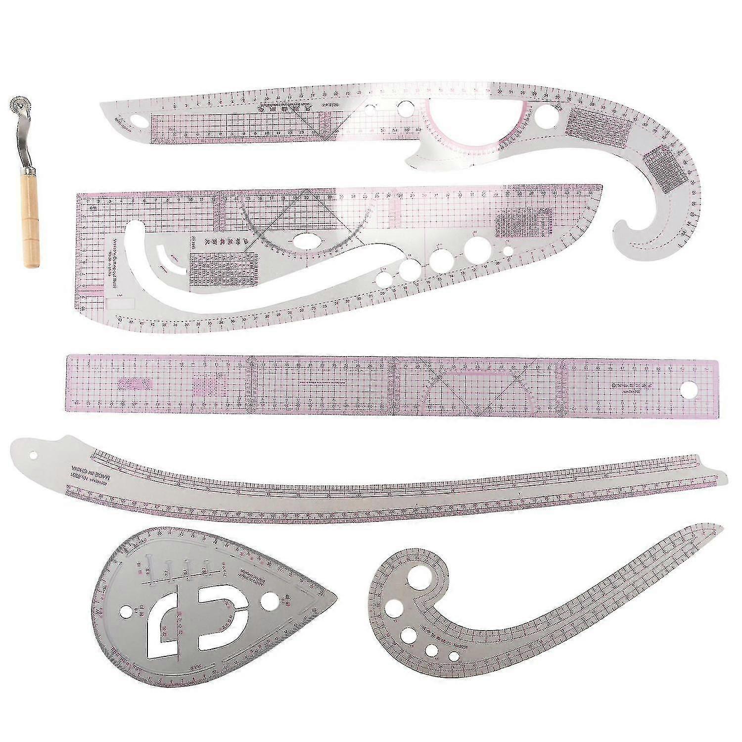 7pcs/set Ruler Tailor Measuring Kit Clear Sewing Drawing Ruler ...