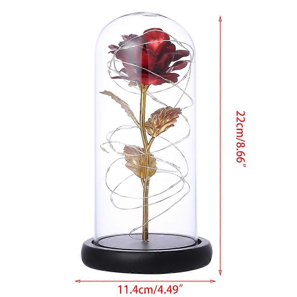 Enchanted Red Rose in Glass Dome with LED Light Valentine's Day Gift ...