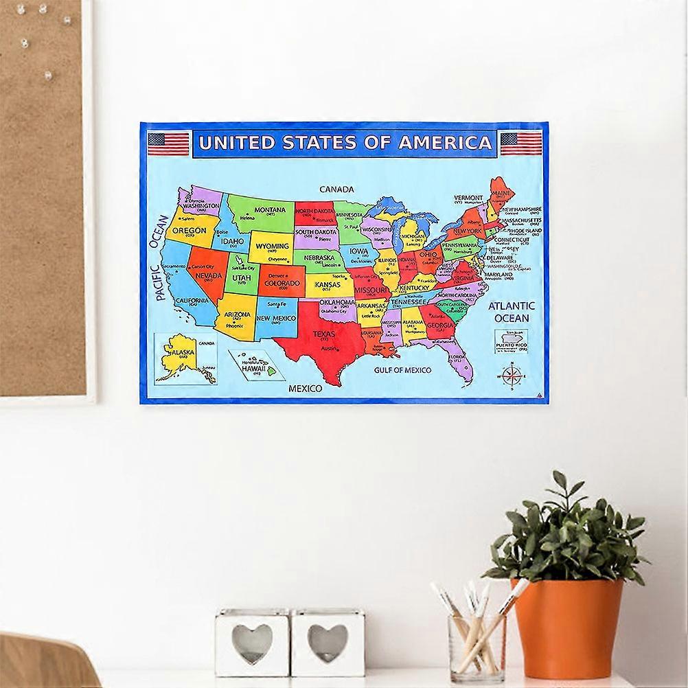 USA Map Educational Classroom Poster Teaching Geography Map Household ...