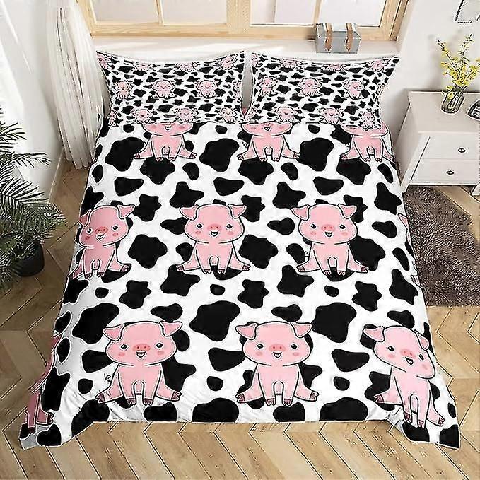 Pig Duvet Cover Kids Cute Pink Pig Bedding Sets Black White Cow Bedding ...
