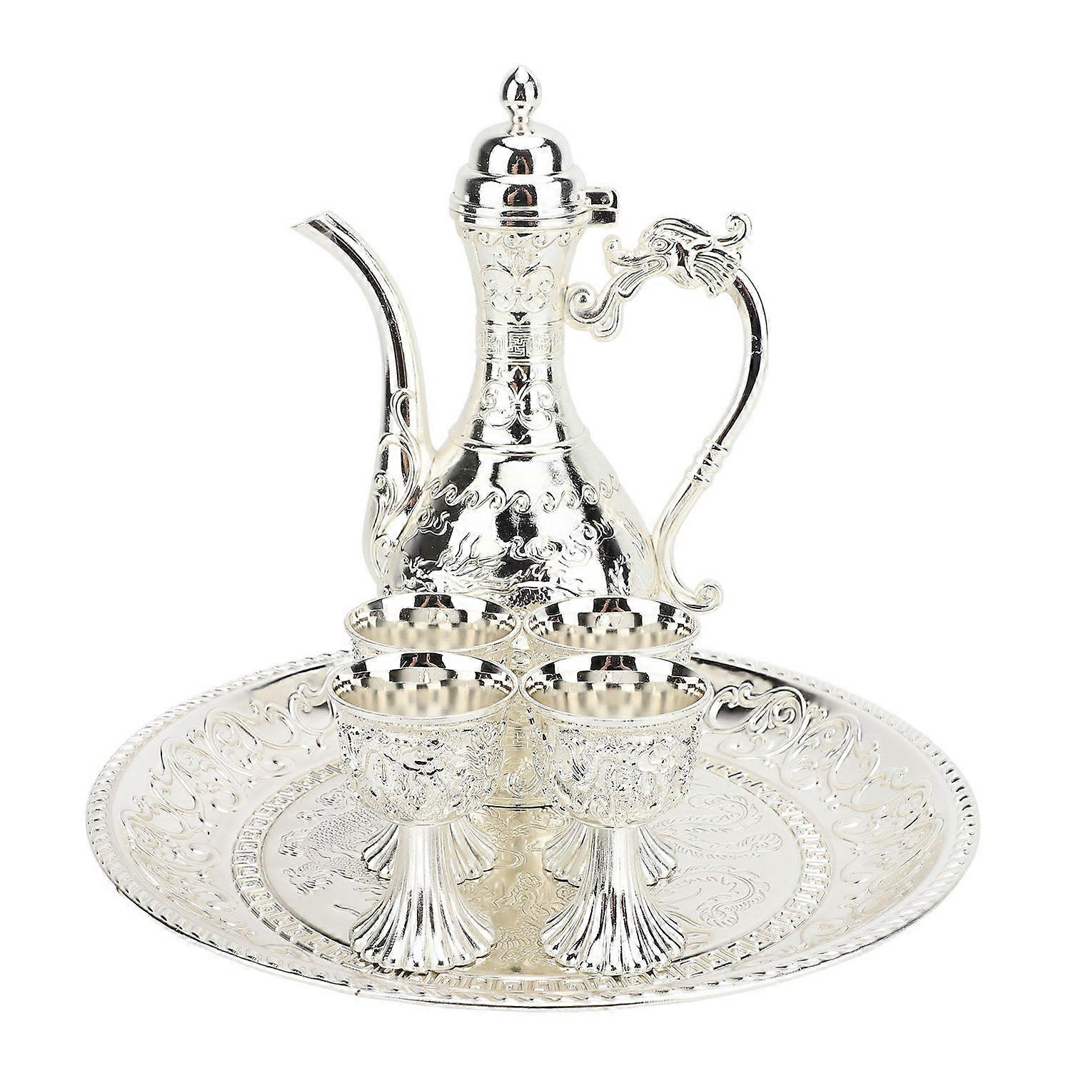 Turkish Tea Set Vintage Exquisite Luxurious Metal Teapot Tea Tray and 4 ...