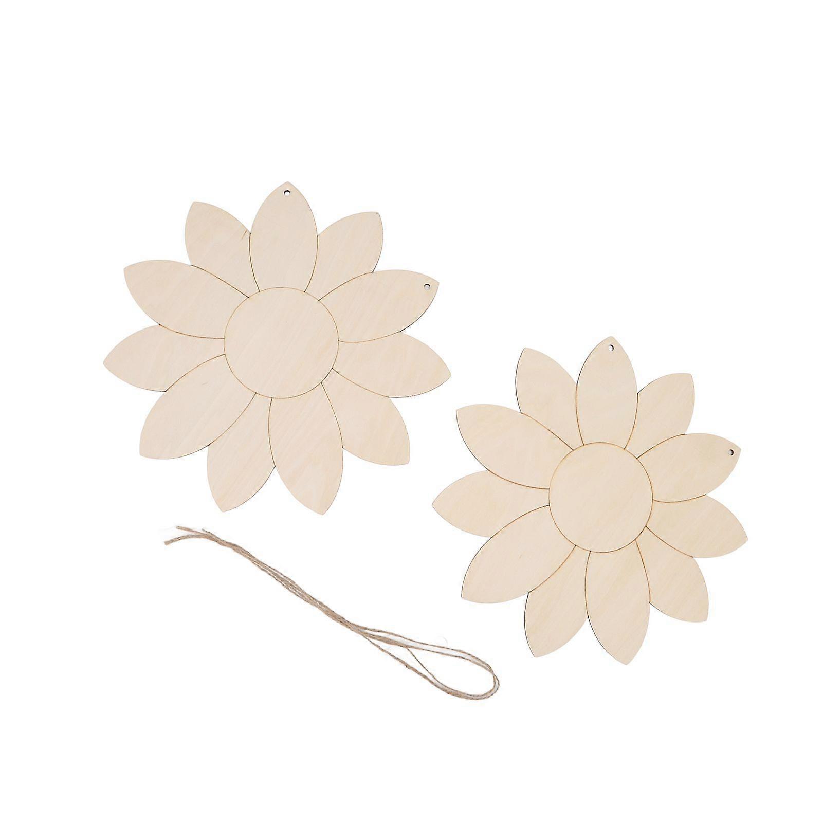 2pcs Wooden Flower Cutouts DIY Lotus Shape Unfinished Wooden Cutouts ...