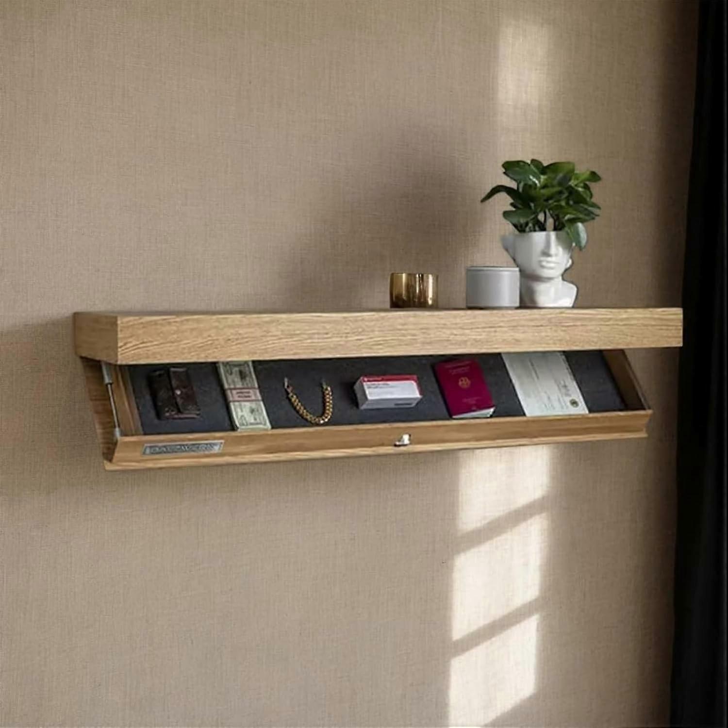 Wall Mount Floating Shelf Hidden Storage Box Secret Compartment ...