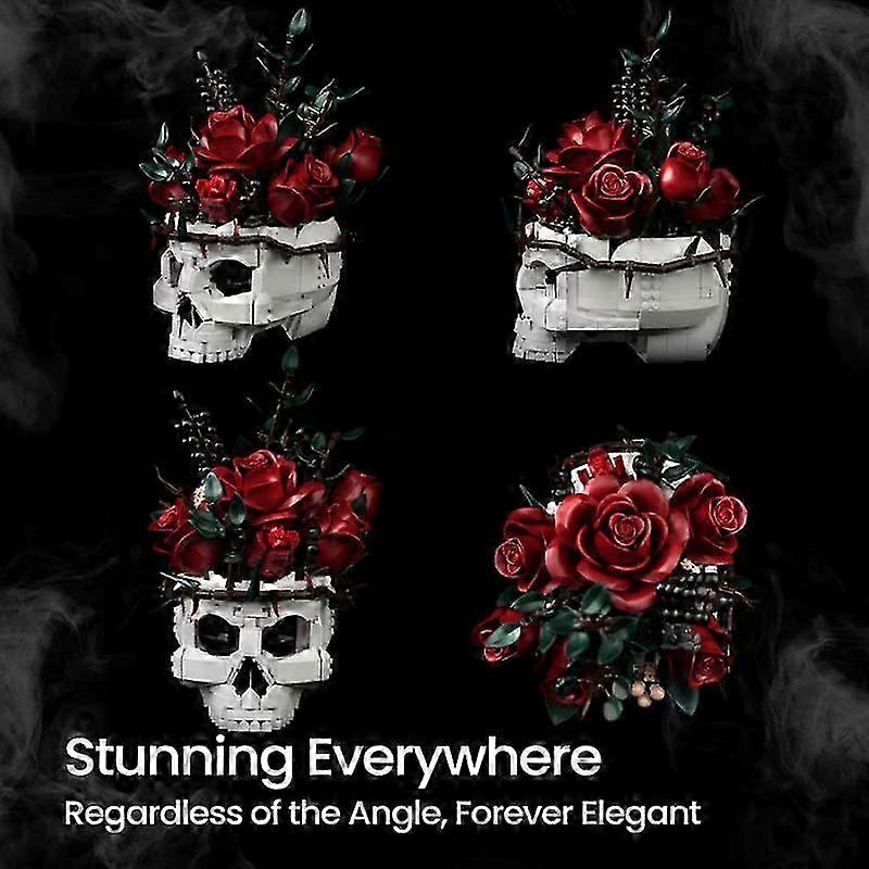 suitable for lego 1-3x gothic skull rose bouquet building set ...