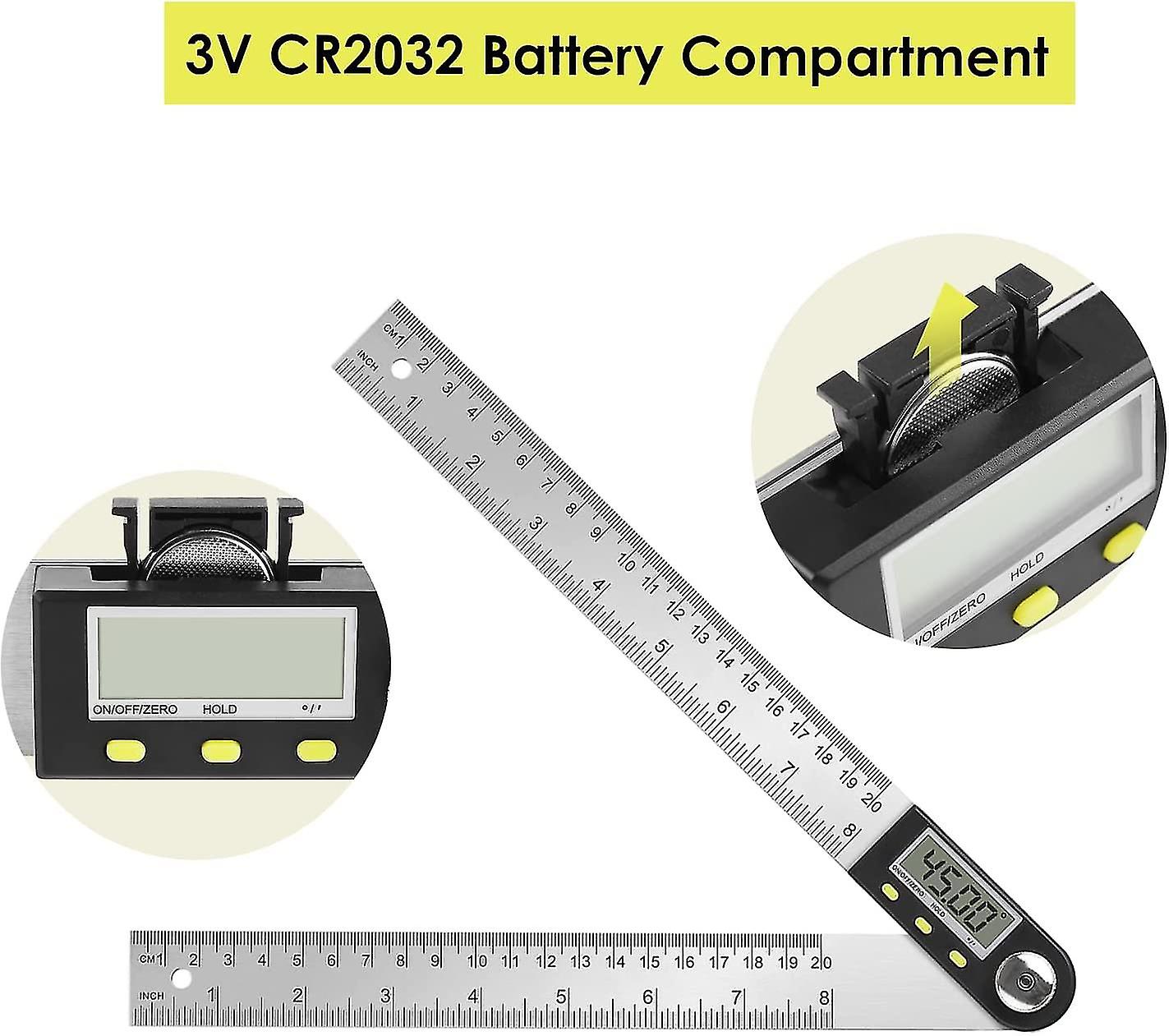 1 Piece Digital Angle Ruler, 200mm Stainless Steel Digital Protractor ...