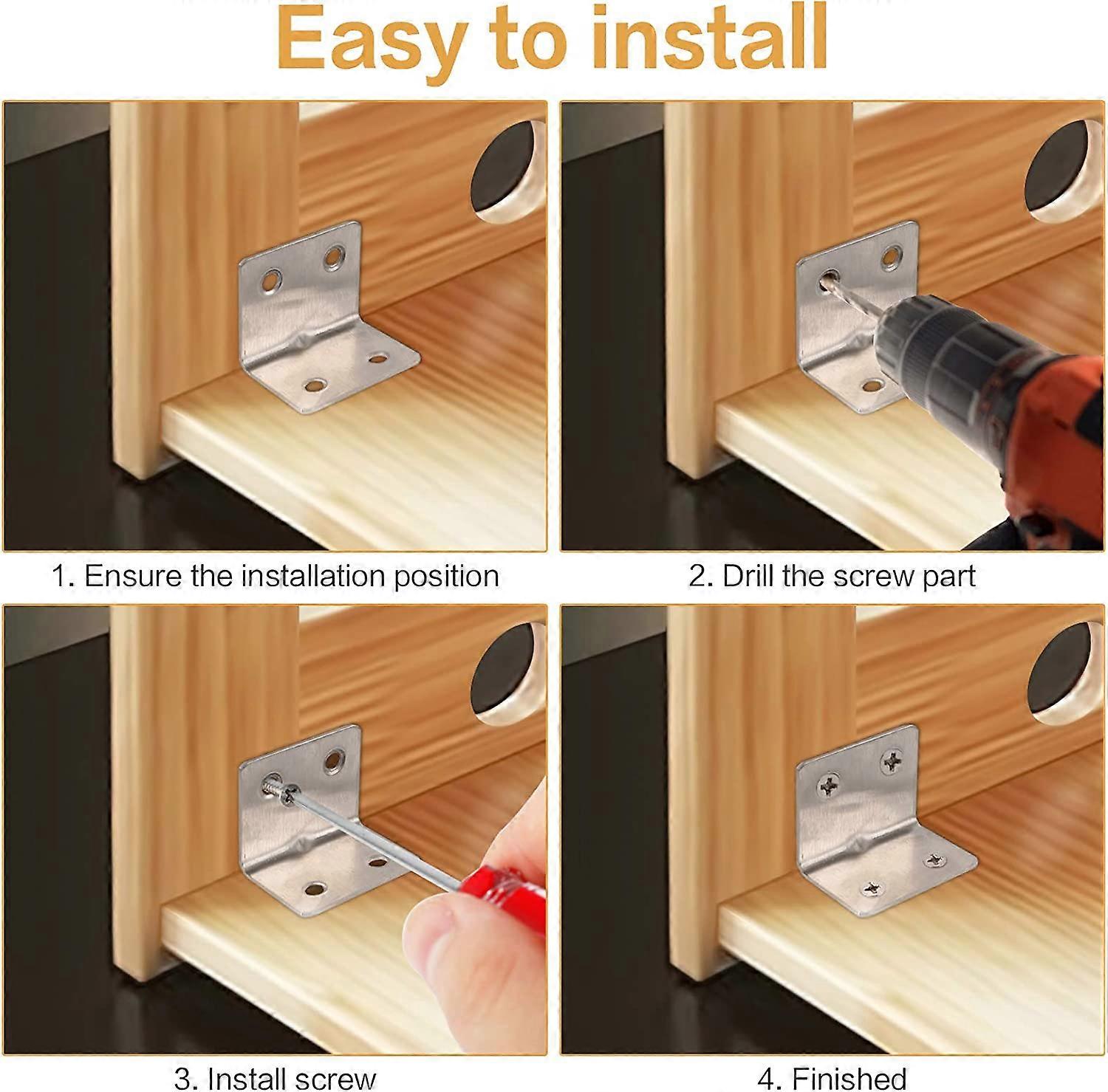 Stainless Steel Angle Connector 8Pcs Angle Bracket Wood Angle Connector ...