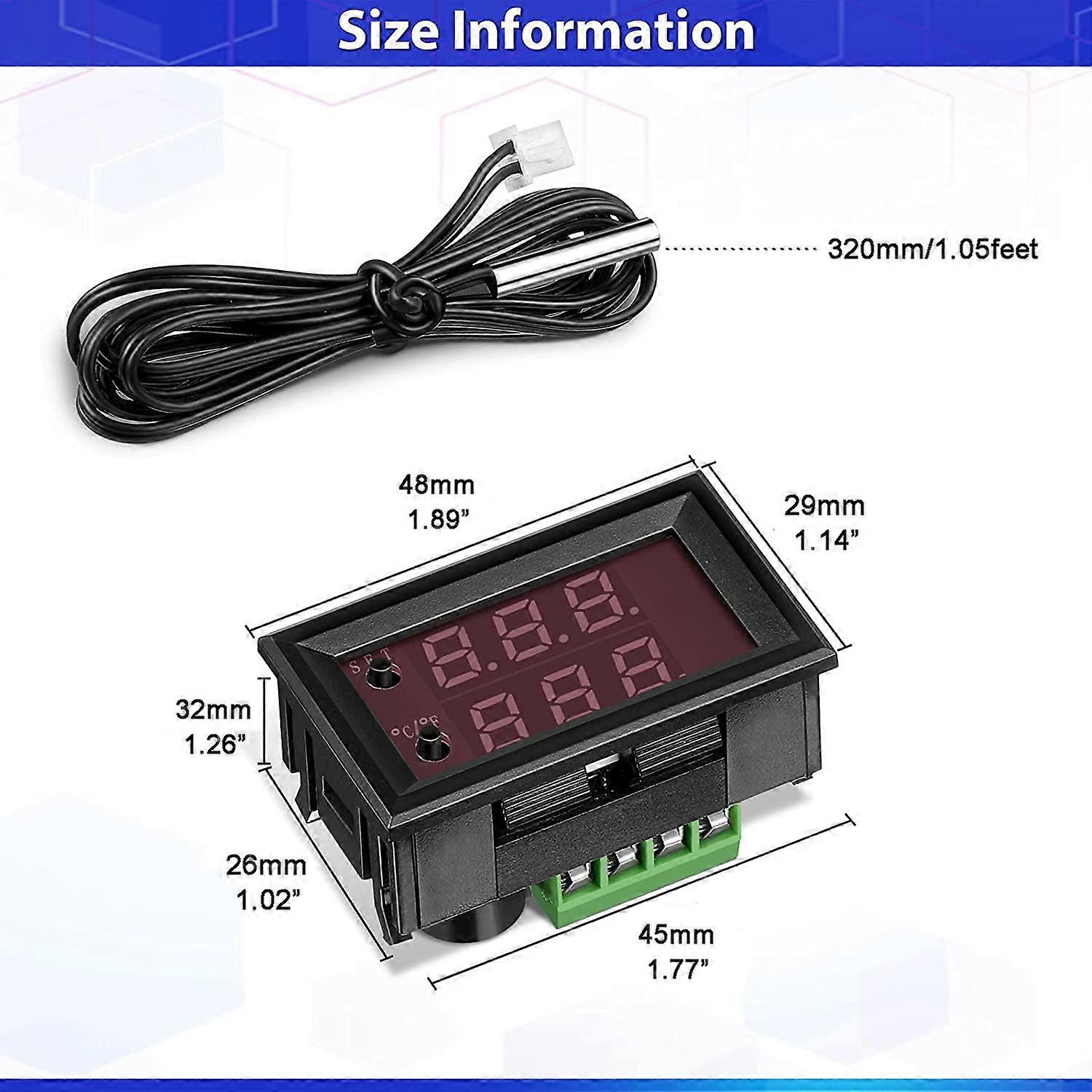 Programmable DC 12V Temperature Controller -50~110,Red/Blue LED Display Monitor Heating/Cooling ...