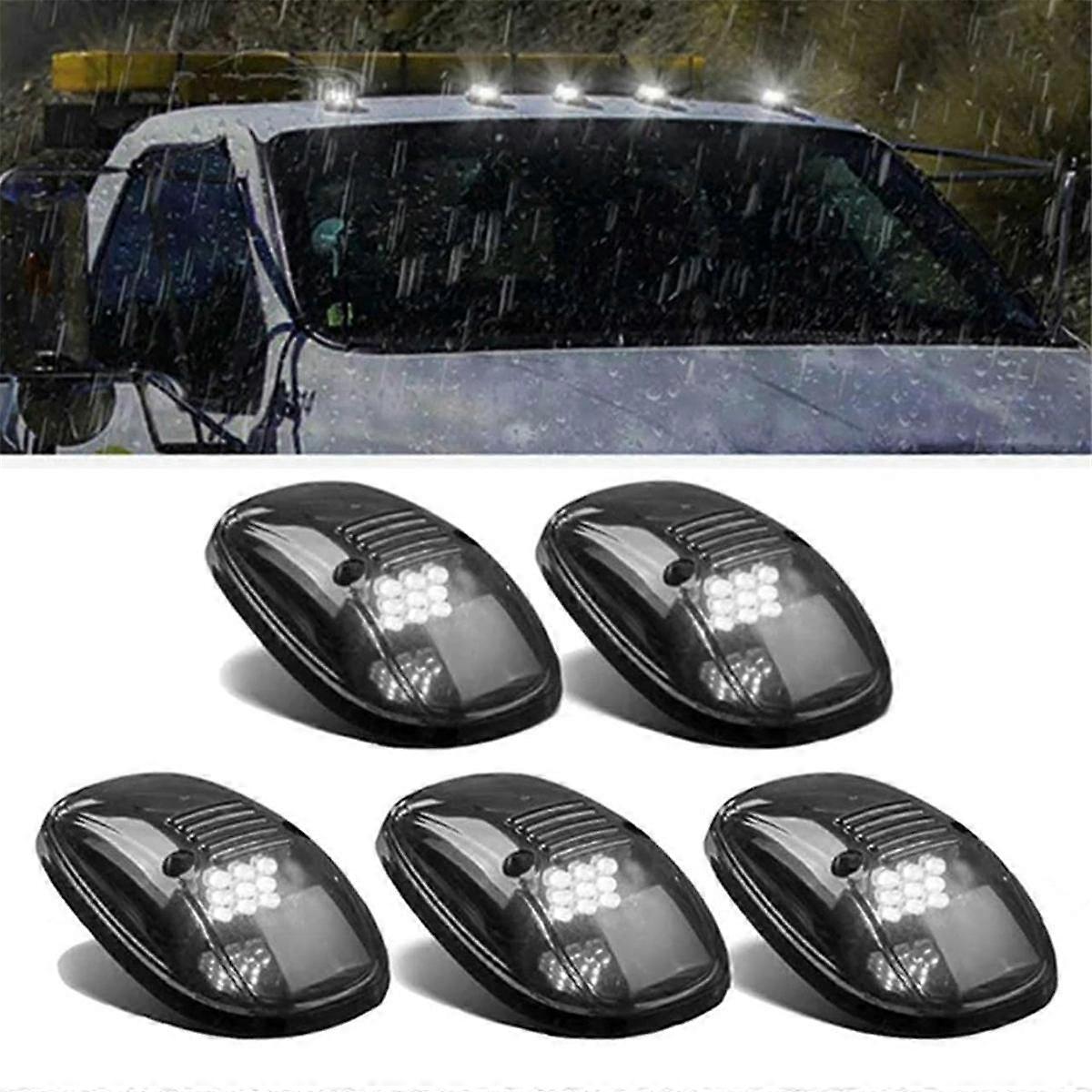 9 LED Car Cab Roof Marker Lights For Truck SUV LED DC 12V Black Smoked ...