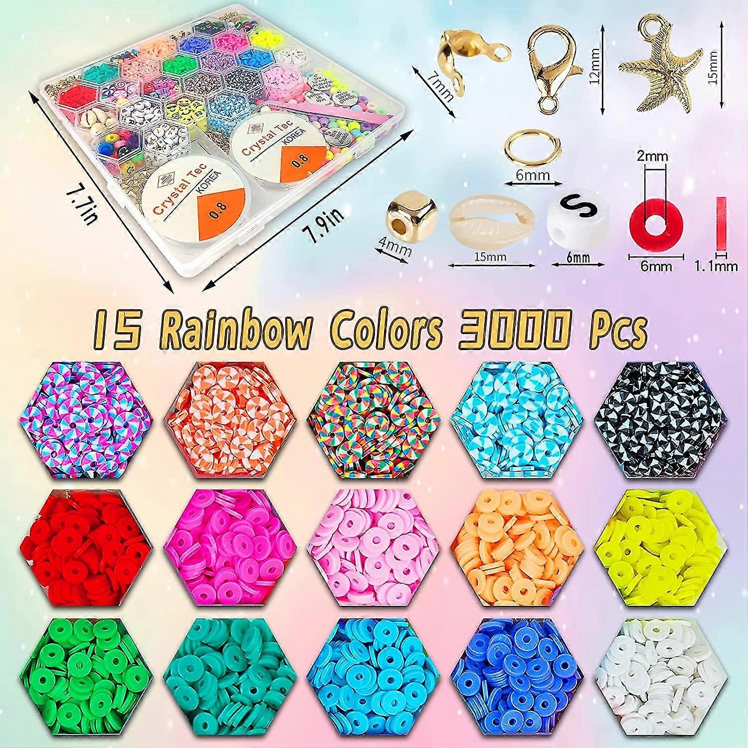 Flat Clay Beads For Jewelry Bracelet Making Kit,6mm Flat Polymer Heishi ...