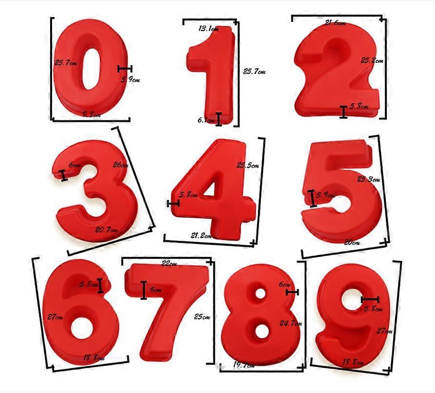 10 Inch Large Silicone Number Molds 0-9 Arabic Number Cake Mold Baking ...