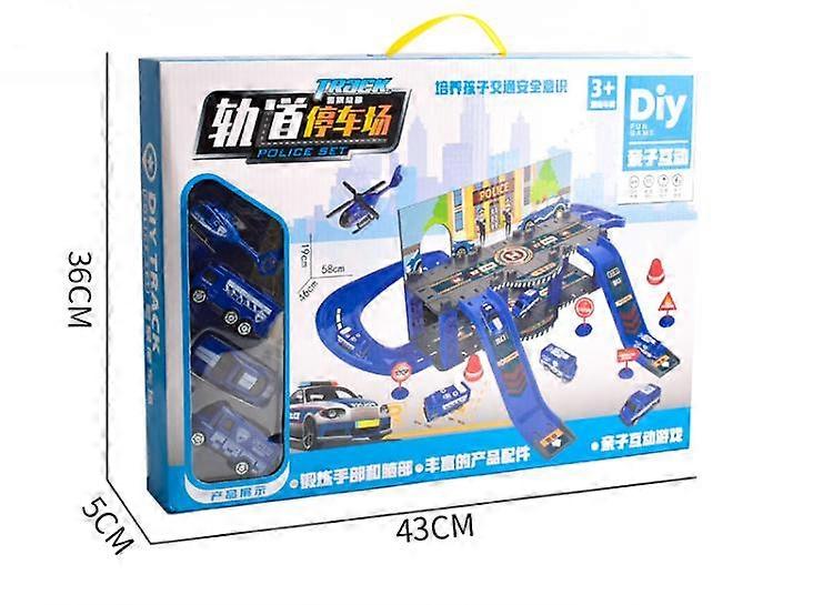 Kids Police Track Parking lot Boy Pull-back Engineering Car signpost ...