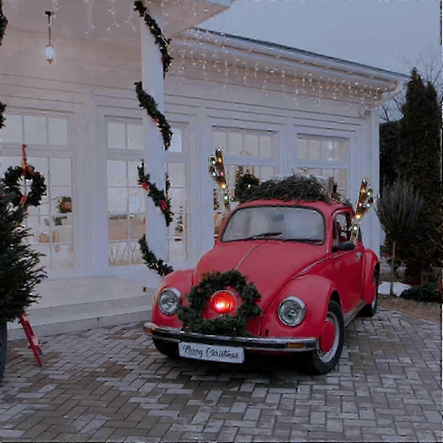 Car Reindeer Antlers Kit with LED Lights, Christmas Reindeer Antlers ...