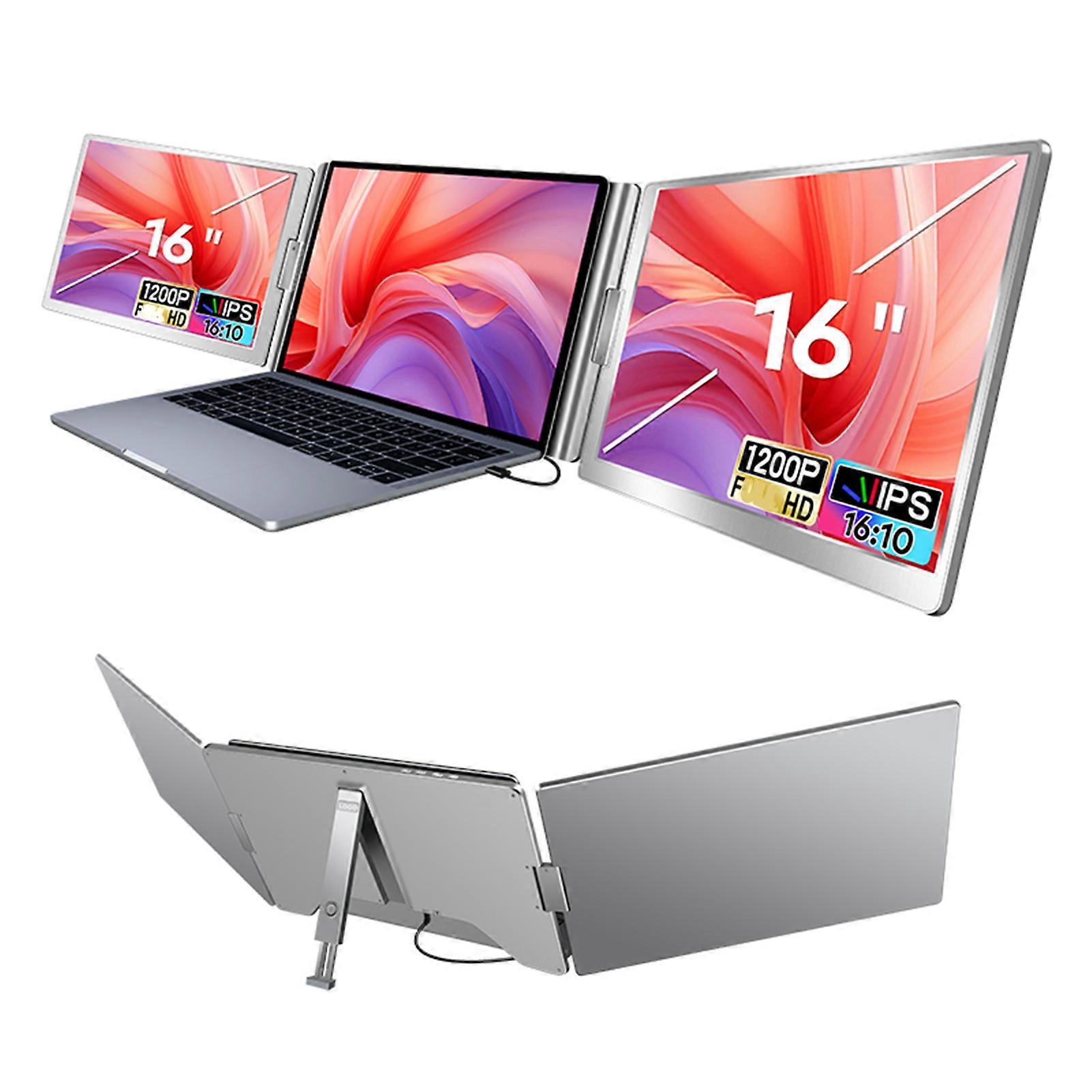 16'' Laptop Screen Extender 16:10 FHD Portable Triple Monitor for 12-18 ...