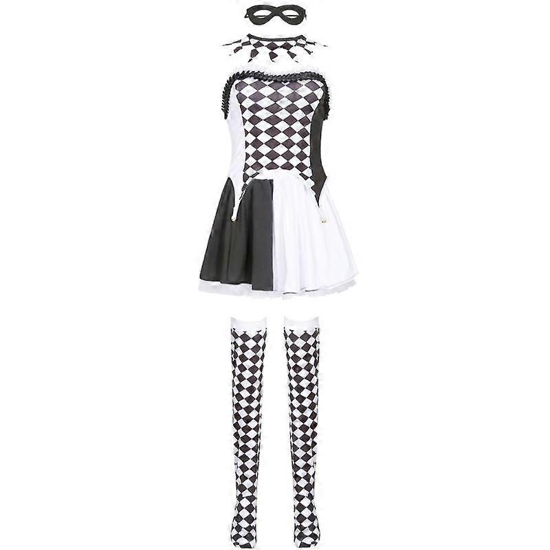 Women Naughty Clown Costume Circus Harlequin Halloween Sinister Jester ...