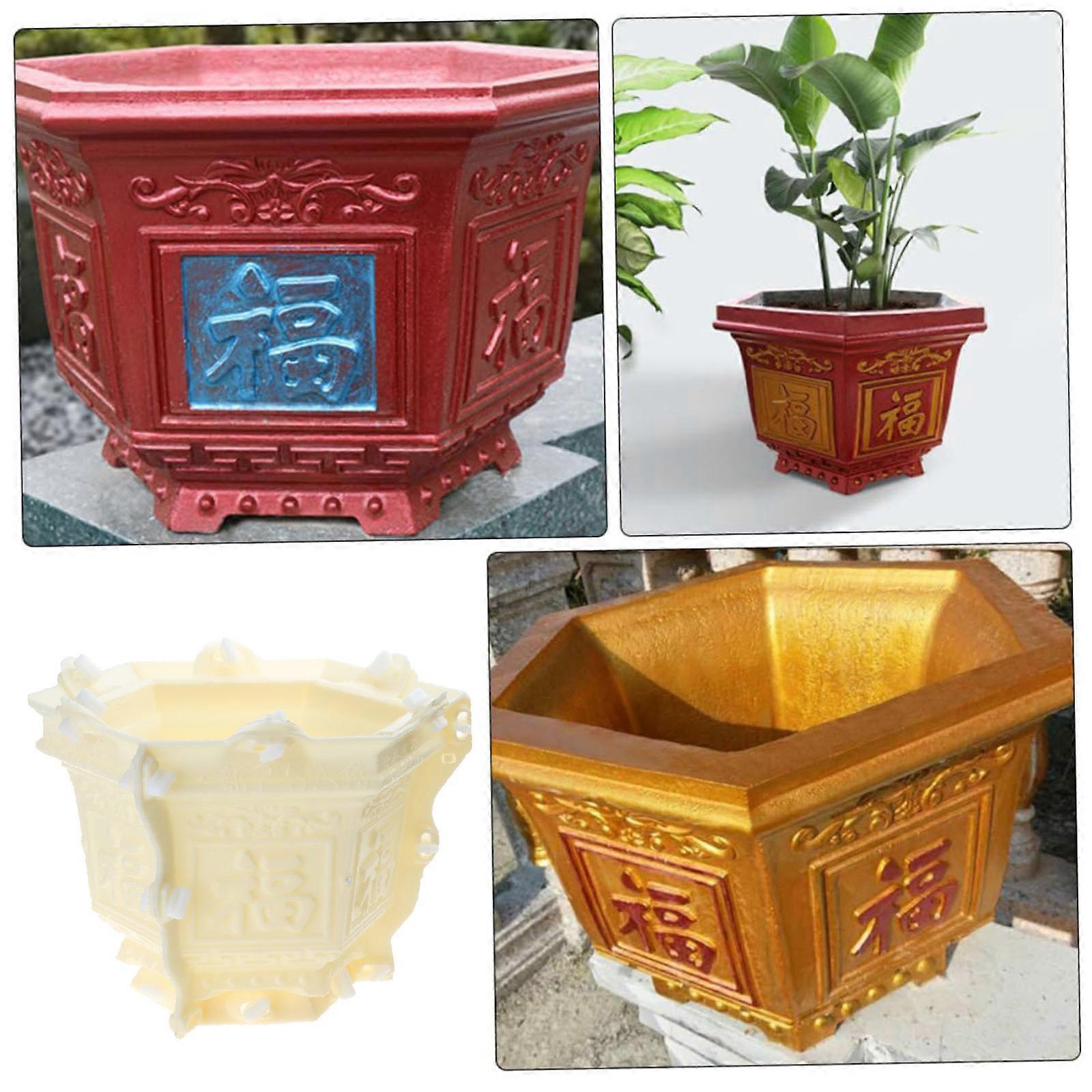 DIY Hexagonal Flower Pot Mold Flower Container Mold for Plant Concrete ...