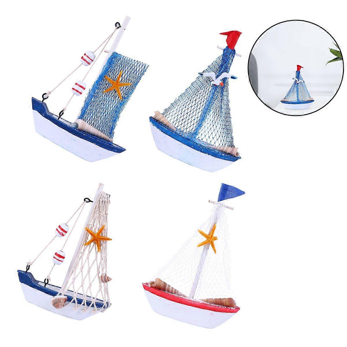 4pcs Mini Sailboat Ornament Sailboat Model Home Decor Adornment (Random ...