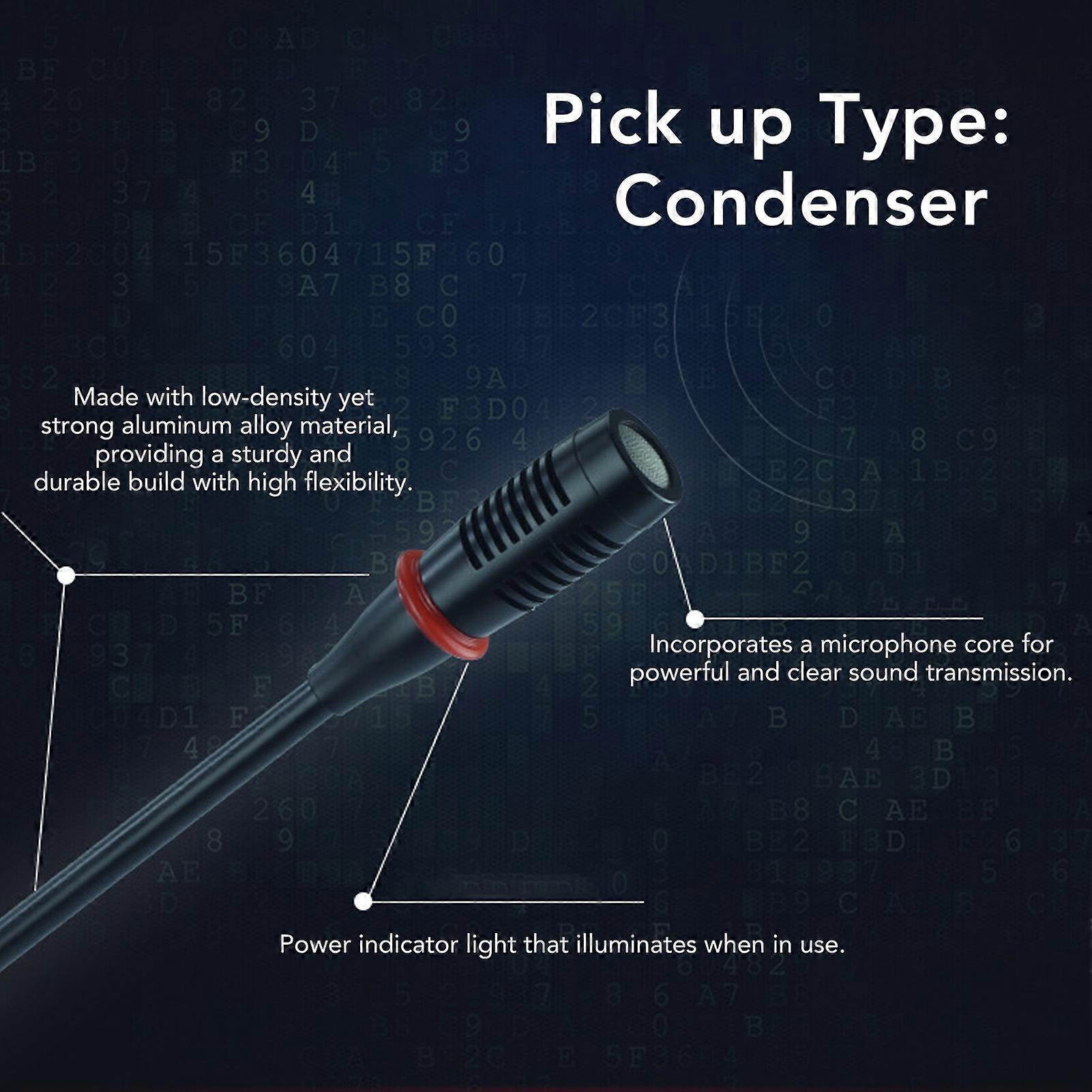 23.2in Gooseneck Condenser Microphone 3 Pin Straight Plug In Flexible ...