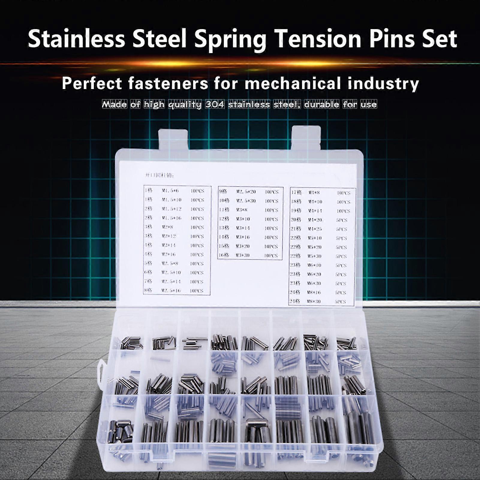 280Pcs Stainless Steel Spring Tension Pins Set M1.5 M2 M2.5 M3 M4 M5 M6 ...