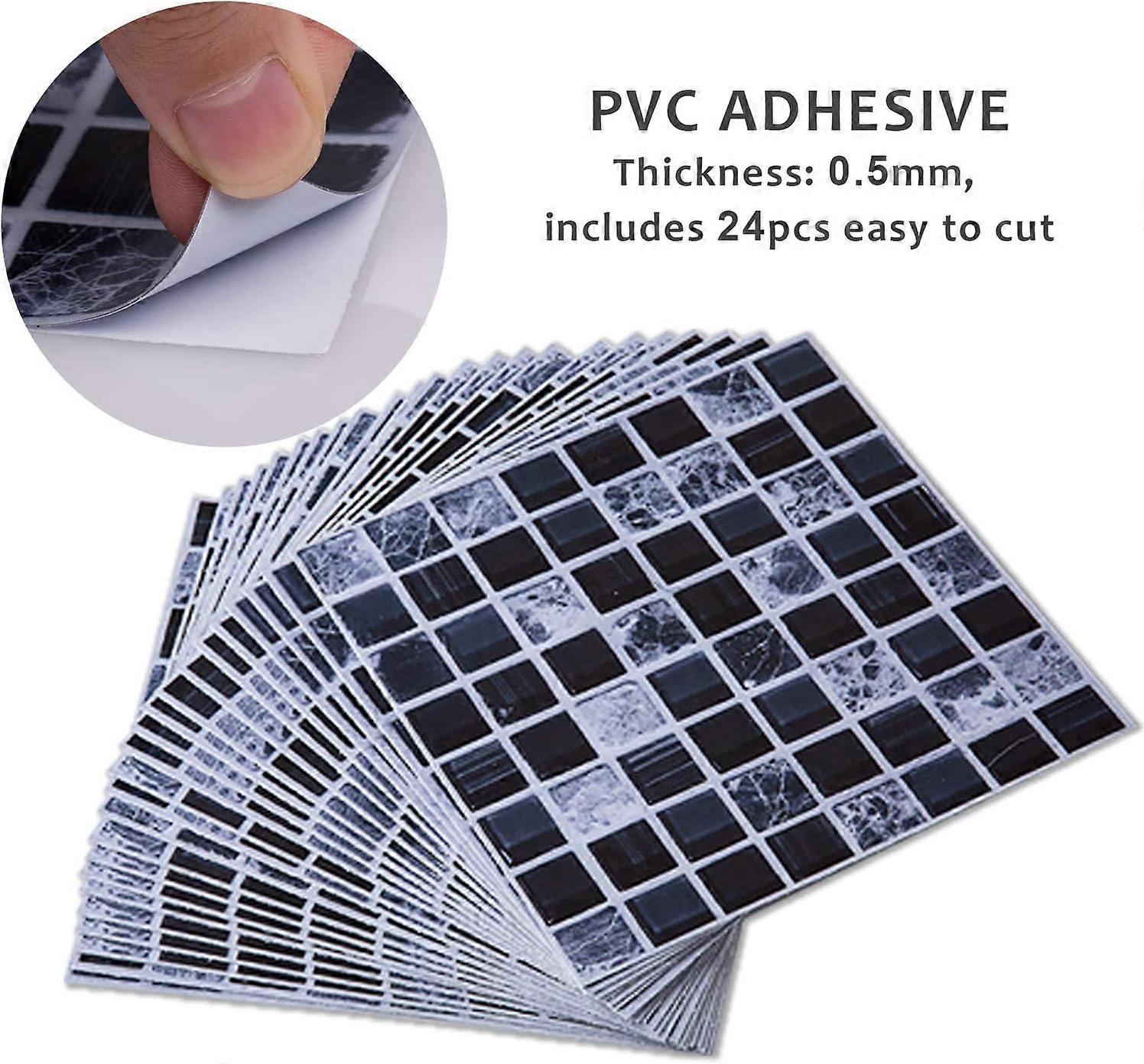 20 Pieces Adhesive Tile Stickers 20x20cm(Black), Waterproof PVC Self ...
