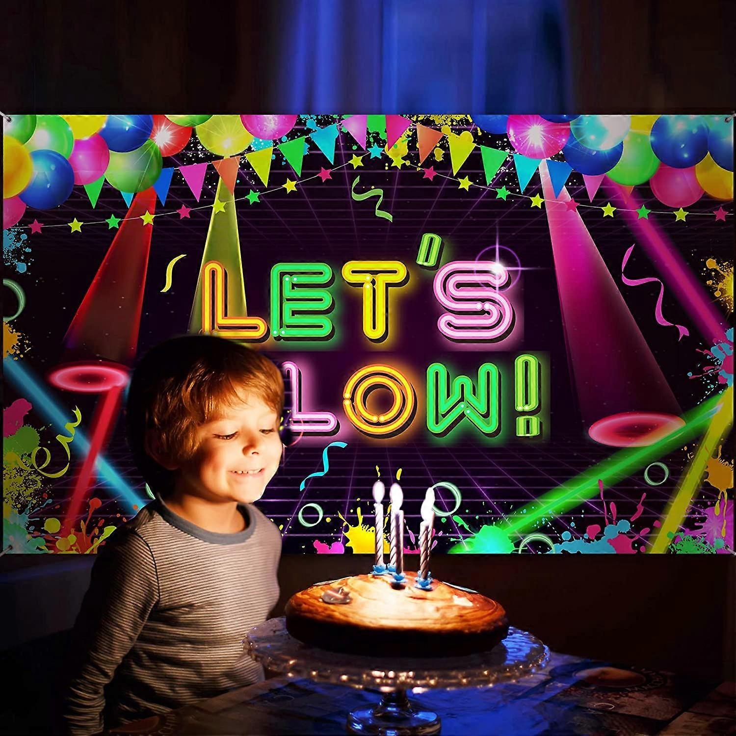 Neon Glow Party Backdrop Fabric Let Glow Background Glow Party Themed ...