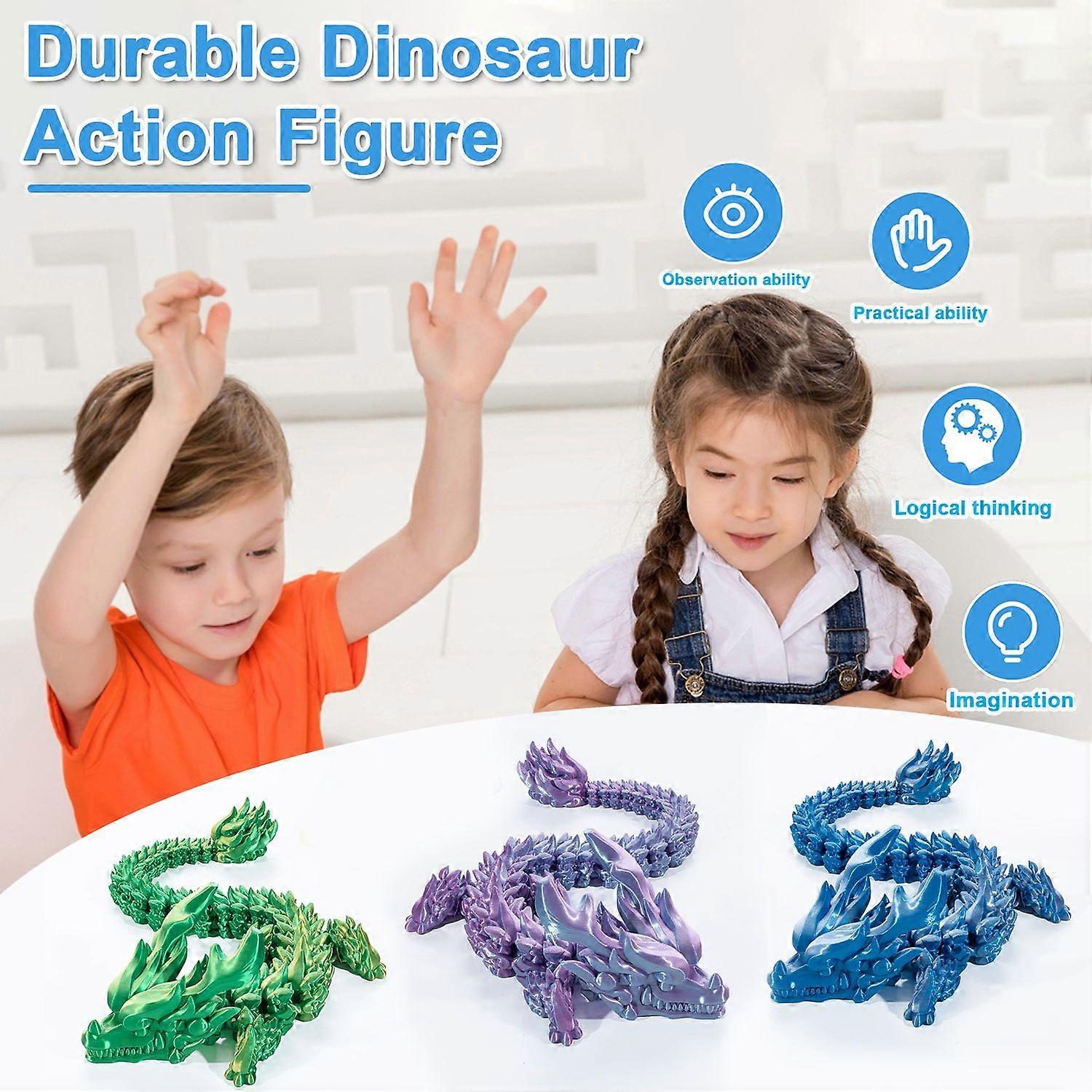 3D Printed Dragon Figurine Movable Joints Chinese Loong Figure ...
