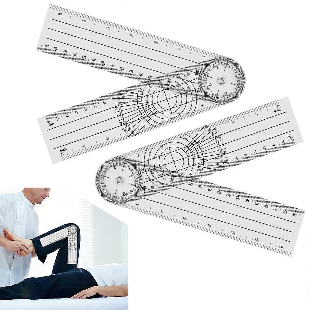 2 Pack Medical Goniometer Plastic Ruler, Professional Joint Orthopedic Body Angle Measuring Tool ...