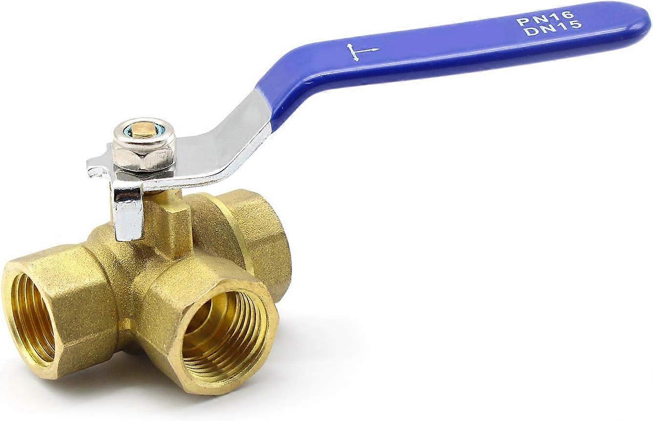 3 Way Valve, 1/2" Brass Ball Valve, with Stainless Steel Handle for ...