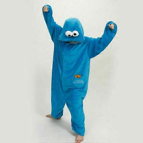 Adult sesame street cookie monster blue&red costume pajamas comfortable ...