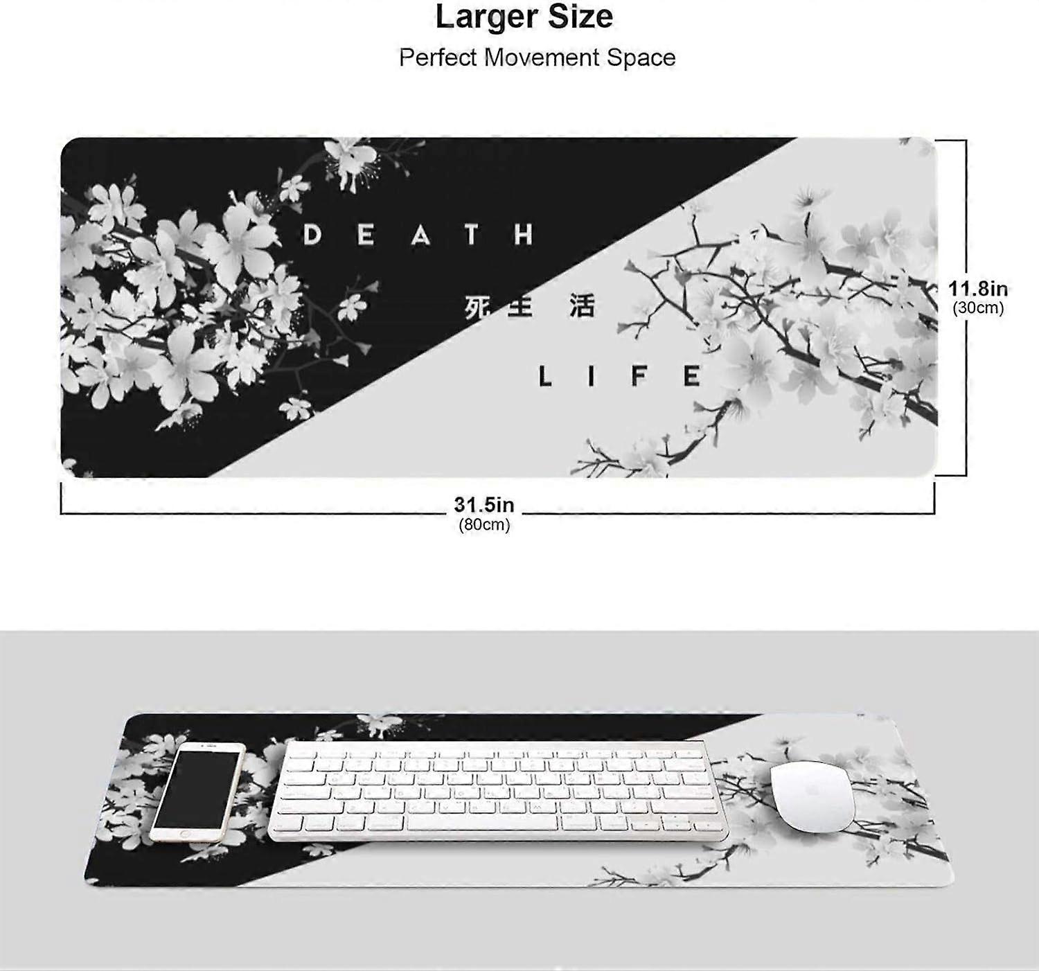 Black and White Cherry Blossom Gaming Mouse Pad XL Large Mouse Pad ...
