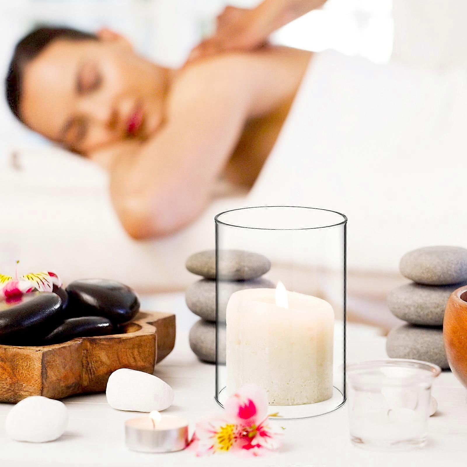 2Pcs Glass Candle Covers Glass Candleholder Tube Shade Open Flame ...