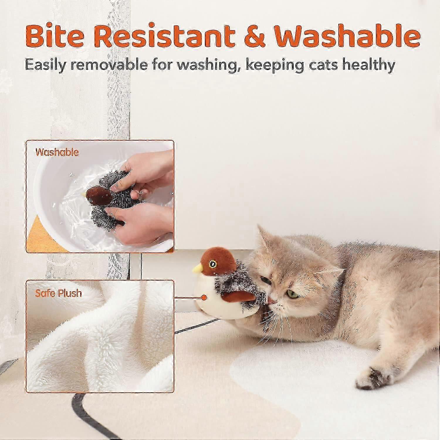 Potaroma Cat Toys Rechargeable Flapping Bird Sparrow, Lifelike Chirp ...